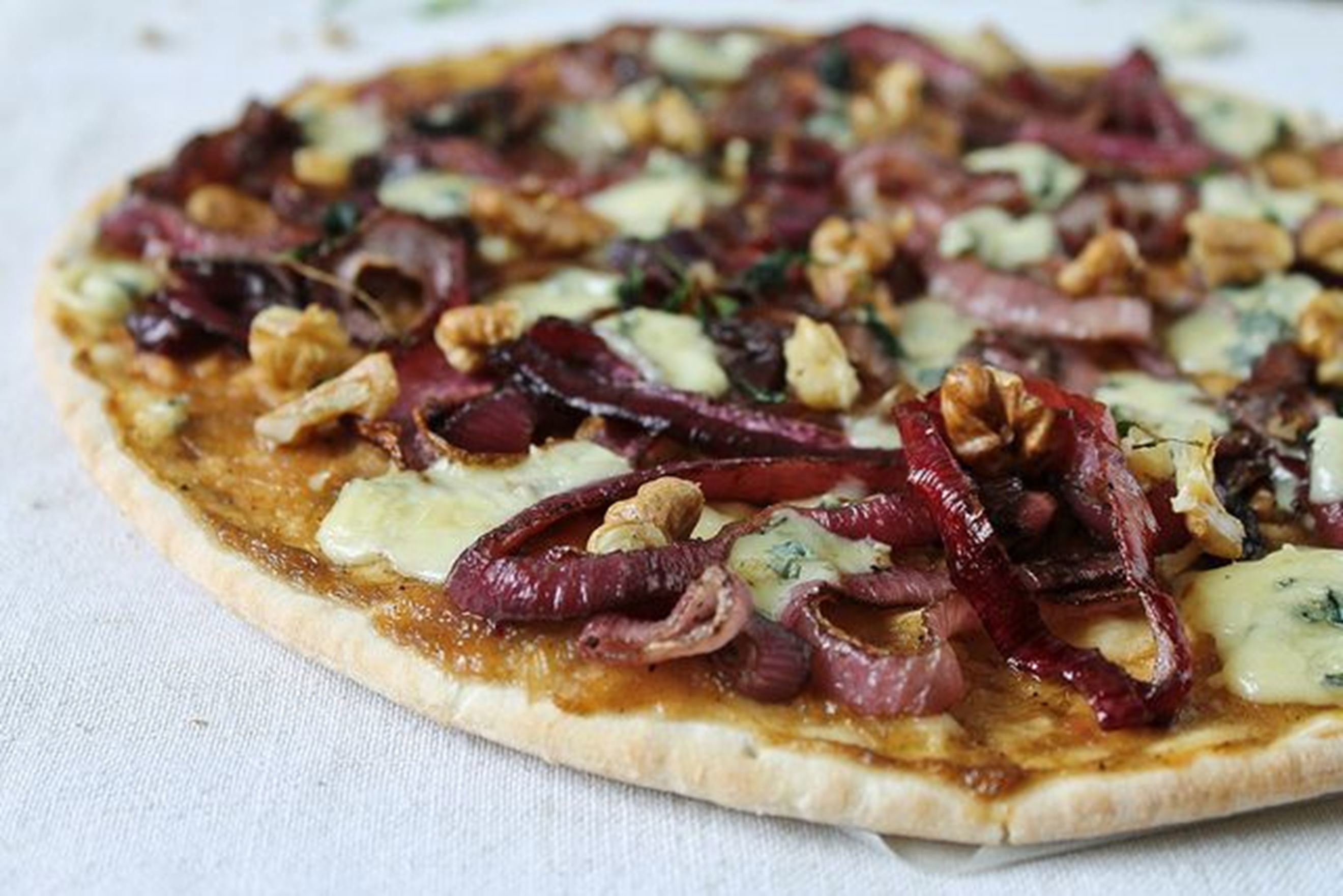 Pizza with Rhubarb Sauce, Caramelized Onions and Blue Cheese | Recipes ...