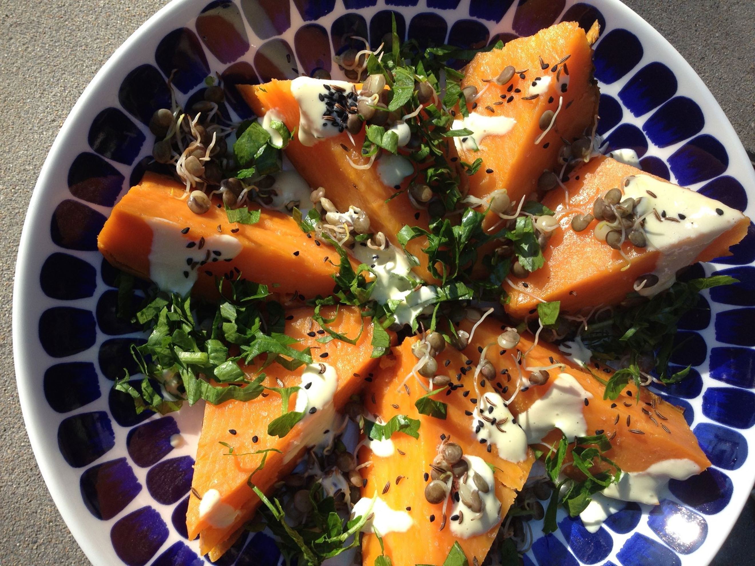 Roast Sweet Potato, Sprouted Lentils, Aioli, Nigella, Caraway | Recipes ...